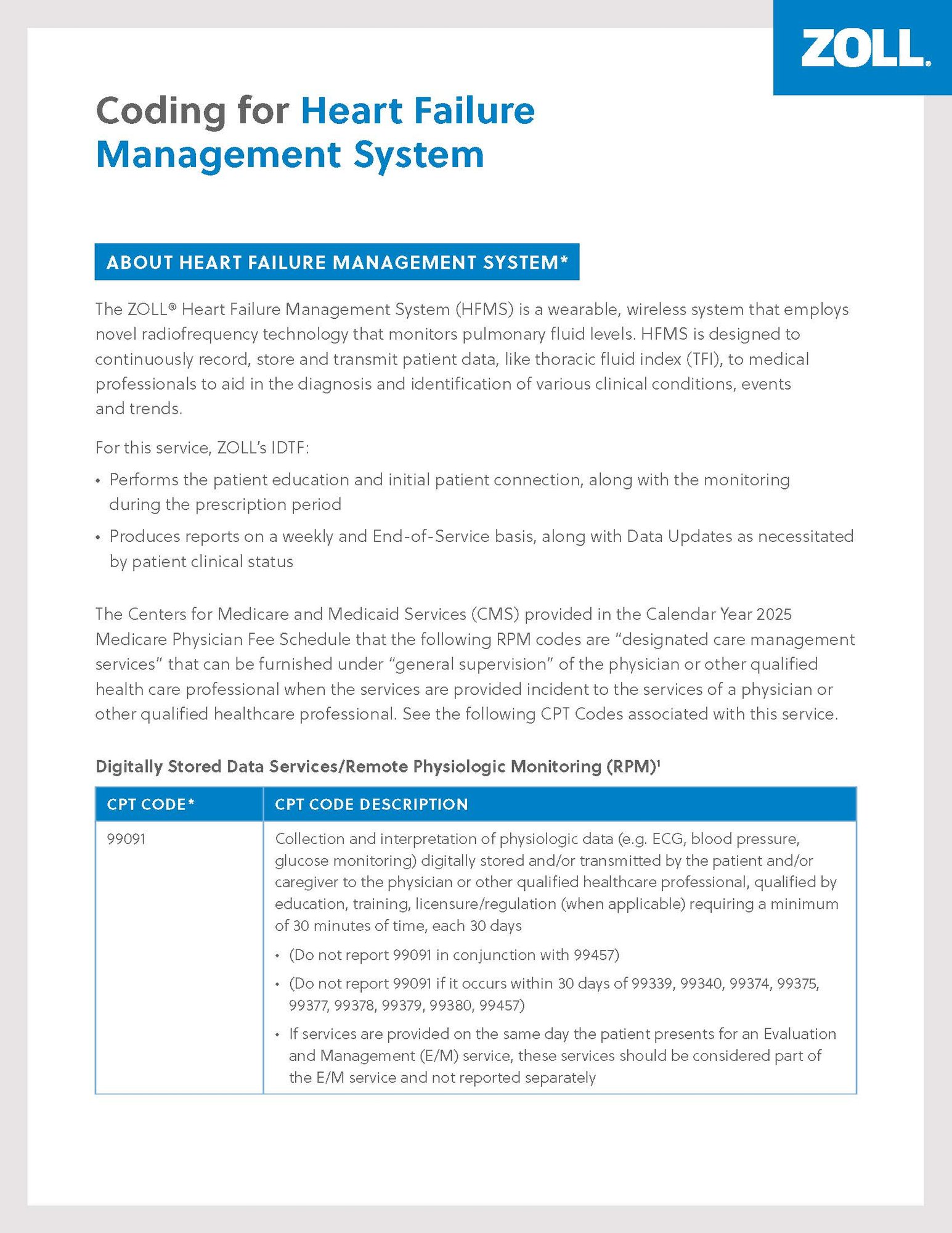 Ordering and Coverage for Heart Failure Management System (HFMS) | ZOLL
